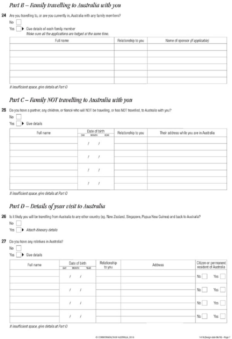 Hướng dẫn điền mẫu đơn xin Visa Úc 1419 [2026] chính xác